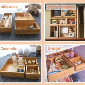 Sansnow Bamboo Wardrobe Clothes Jewellery Organizer Box Square Oragnizer Boxes Wooden Snack Nut Storage Boxes, Bamboo 8"*8"