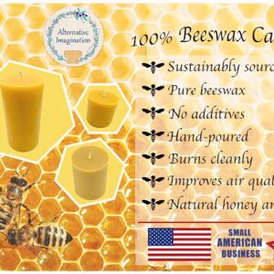 12 Pack of Beeswax Votive Candles - 100% Pure, Natural Beeswax with Natural Light Honey Scent - 15 Hour Burn - Alternative Imagination