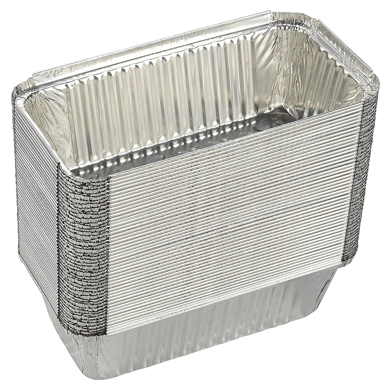 Juvale 50 Pack Aluminum Foil 2 lb Disposable Loaf Pans with Lids for Baking Bread, Heating, Storing Food (22oz, 8.5 x 4.5 in)