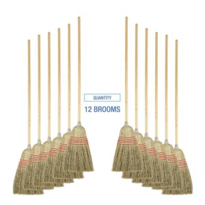 Boardwalk BWK926YCT 56 in. Yucca/Corn Fiber Bristles Parlor Broom - Natural (12/Carton)