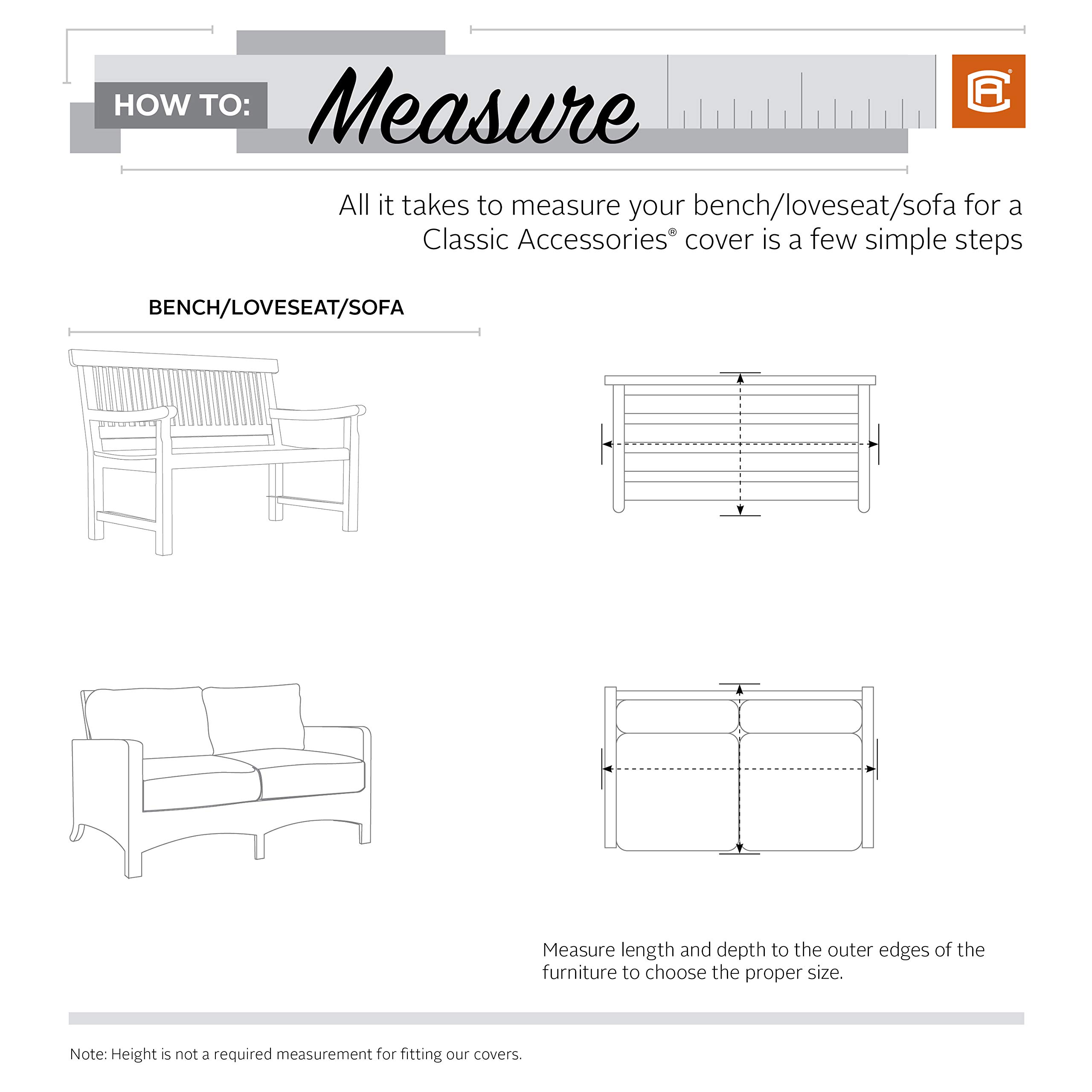 Classic Accessories Terrazzo Water-Resistant 104 Inch Patio Bench/Loveseat Cover, Outdoor Bench Cover