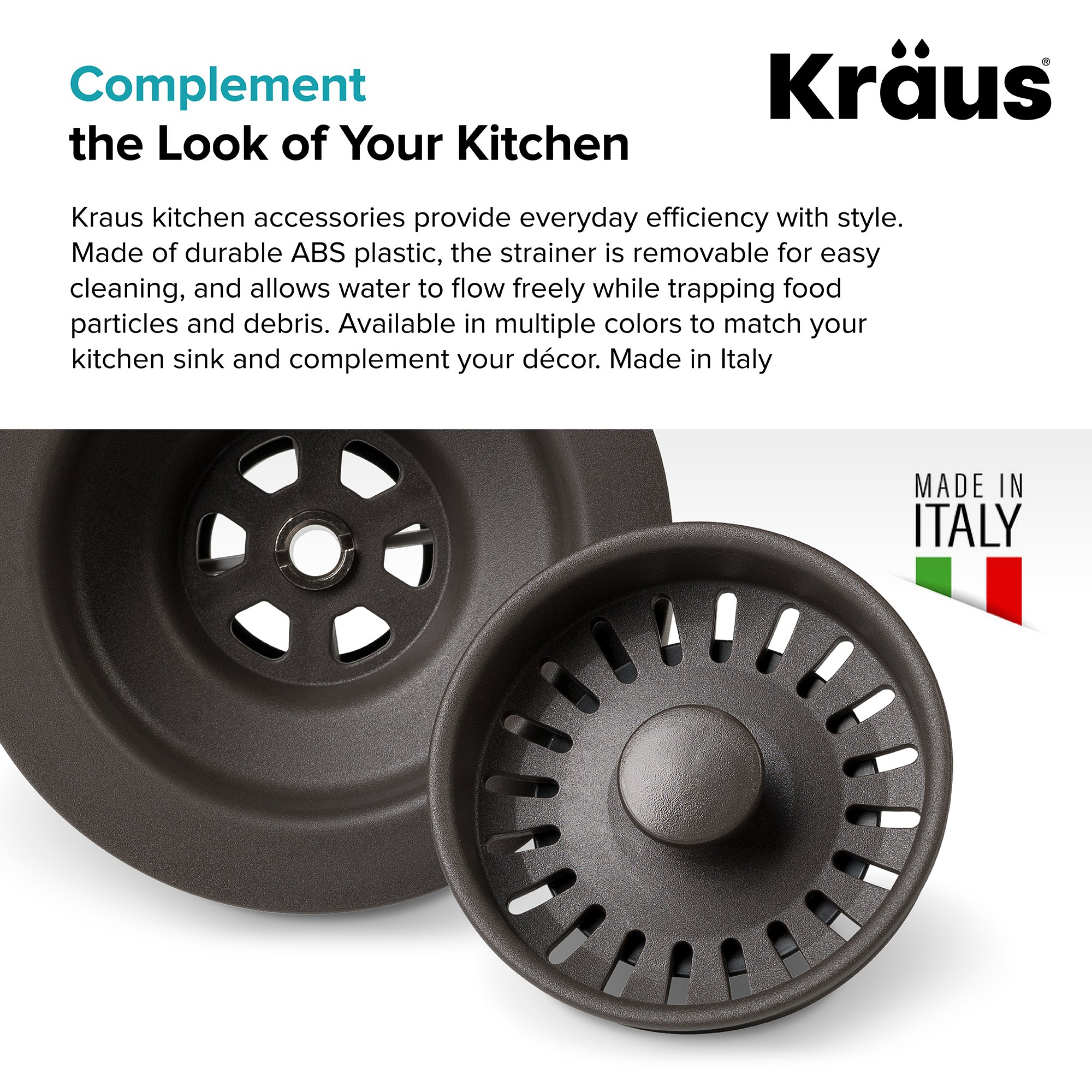 Kraus Kitchen Sink Strainer for 3.5-Inch Drain Openings in Brown, PST1-BR