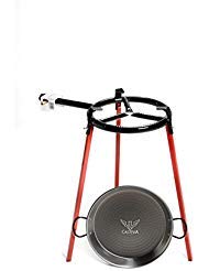 castevia complete ecoset polished steel paella pan 15-inch 38cm up to 8 servings + paella gas burner