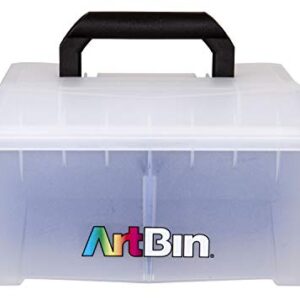 ArtBin 6816AG Sidekick Cube Carrying Case with Paint Pallet Tray, Portable Art & Craft Organizer with Handle, [1] Plastic Storage Case, Clear