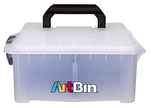 ArtBin 6816AG Sidekick Cube Carrying Case with Paint Pallet Tray, Portable Art & Craft Organizer with Handle, [1] Plastic Storage Case, Clear