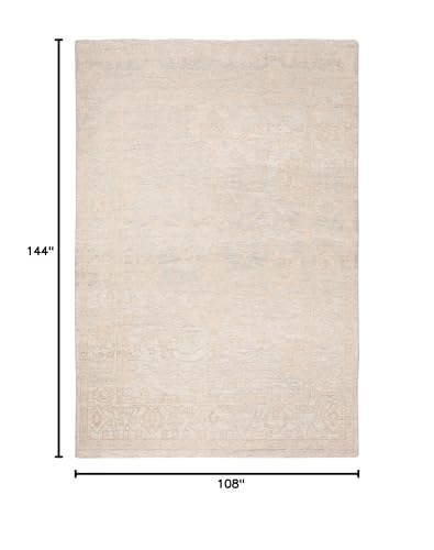 SAFAVIEH Izmir Collection Area Rug - 9' x 12', Light Blue & Ivory, Hand-Knotted Traditional New Zealand Wool, Ideal for High Traffic Areas in Living Room, Bedroom (IZM134M)