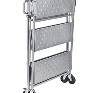 Master Grade 3 Tier Rolling Carts with Wheels, Thick Steel Utility Cart on Wheels, Storage Cart on Wheels (Grey)