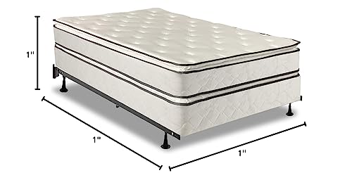 Mattress Solution 12-Inch Medium Plush Double sided Pillowtop Innerspring Mattress And 8" Wood Box Spring/Foundation Set With Frame, Full