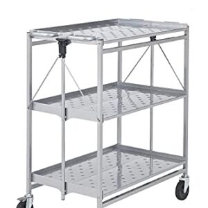 Master Grade 3 Tier Rolling Carts with Wheels, Thick Steel Utility Cart on Wheels, Storage Cart on Wheels (Grey)