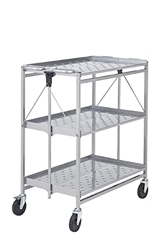 Master Grade 3 Tier Rolling Carts with Wheels, Thick Steel Utility Cart on Wheels, Storage Cart on Wheels (Grey)