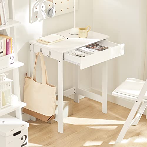 SoBuy White Desk with Drawers Small Desk Toddler Desk Mini Desk Computer Desk Workstation Writing Desk Children Teenagers Desk with Drawer and Hooks, White FWT43-W