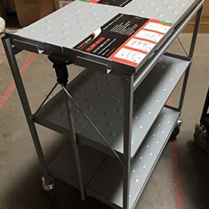 Master Grade 3 Tier Rolling Carts with Wheels, Thick Steel Utility Cart on Wheels, Storage Cart on Wheels (Grey)