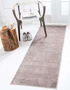 unique loom uptown collection area rug - madison avenue (2' 2" x 6' 1" runner, brown/ ivory)