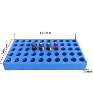 (2 Packs) Vial rack, 2ml HPLC sample bottles rack single blue holds 50 standard 12 mm 2 mL vials, stackable Tube Rack