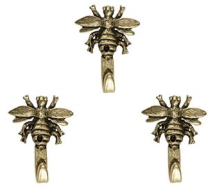 norma jean designs mini metal bumble bee hooks, set of 3, gold finish