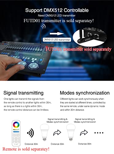 LGIDTECH FUT012 9W RGBWW Smart WiFi 2.4GHz LED Light Bulb RGB+CCT Color Changing & Temperature Adjustable with Memory.Remote and Gateway Hub for Smartphone APP Control All is Sold Separately