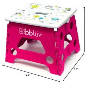 bblüv - Step - Safe One-Hand Folding Step Stool for Kids - Toddler Step Stool - Lightweight Folding Step Stool, Easily Opens with a Flip, Compact and Easy to Clean (Pink)