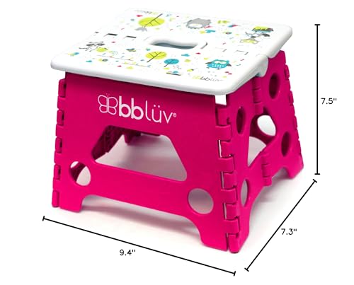 bblüv - Step - Safe One-Hand Folding Step Stool for Kids - Toddler Step Stool - Lightweight Folding Step Stool, Easily Opens with a Flip, Compact and Easy to Clean (Pink)