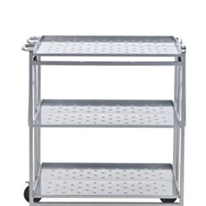 Master Grade 3 Tier Rolling Carts with Wheels, Thick Steel Utility Cart on Wheels, Storage Cart on Wheels (Grey)