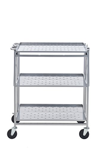 Master Grade 3 Tier Rolling Carts with Wheels, Thick Steel Utility Cart on Wheels, Storage Cart on Wheels (Grey)