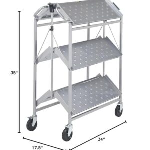 Master Grade 3 Tier Rolling Carts with Wheels, Thick Steel Utility Cart on Wheels, Storage Cart on Wheels (Grey)