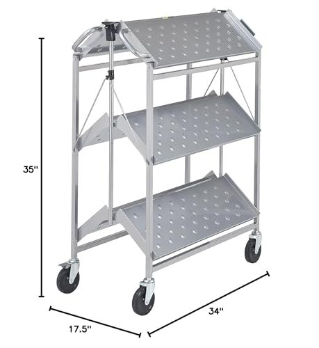 Master Grade 3 Tier Rolling Carts with Wheels, Thick Steel Utility Cart on Wheels, Storage Cart on Wheels (Grey)