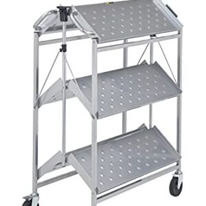 Master Grade 3 Tier Rolling Carts with Wheels, Thick Steel Utility Cart on Wheels, Storage Cart on Wheels (Grey)