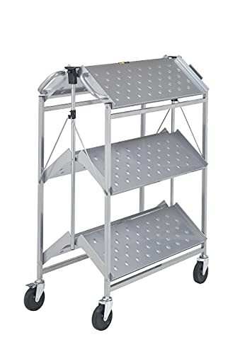 Master Grade 3 Tier Rolling Carts with Wheels, Thick Steel Utility Cart on Wheels, Storage Cart on Wheels (Grey)