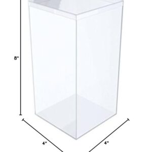 Clear Rigid Plastic Box (4"L X 4"W X 8"H) - 25 Pieces Per Pack