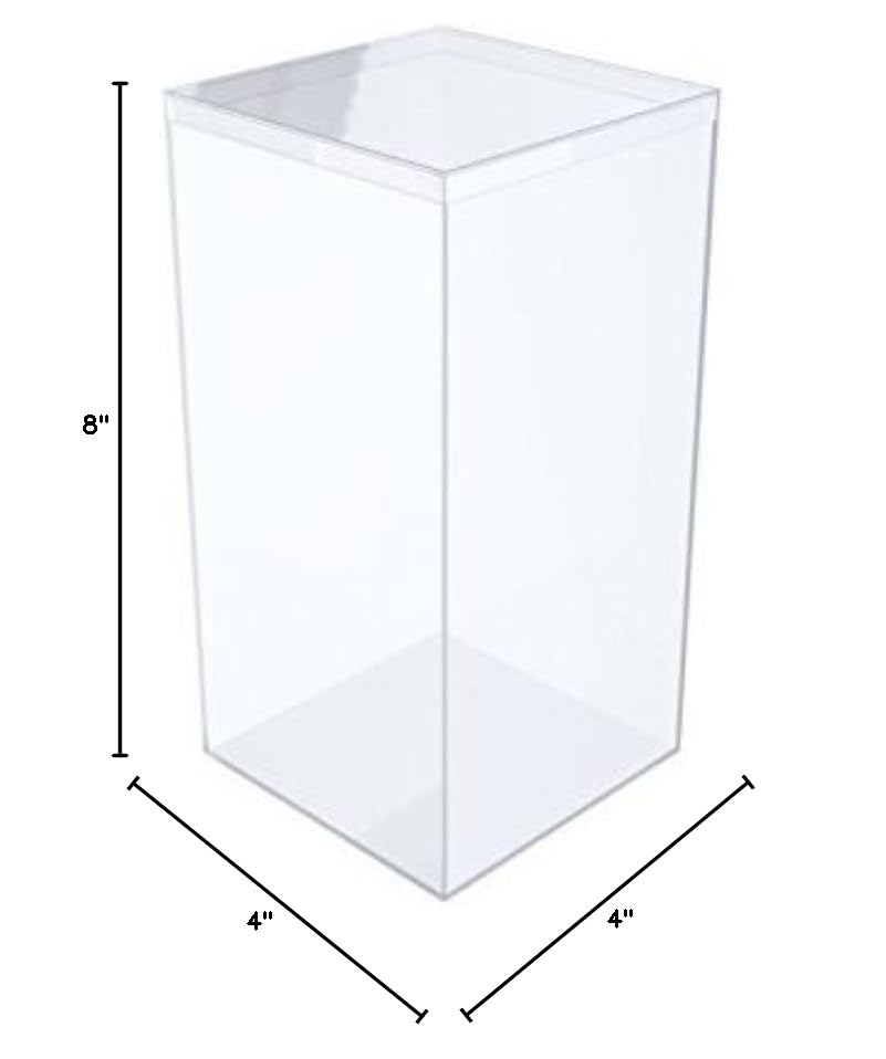 Clear Rigid Plastic Box (4"L X 4"W X 8"H) - 25 Pieces Per Pack