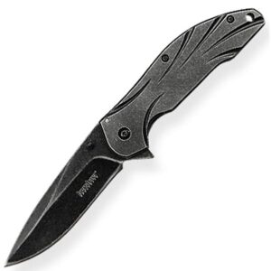 kershaw blend assisted opening knife stainless steel (3.5" blackwash)1327