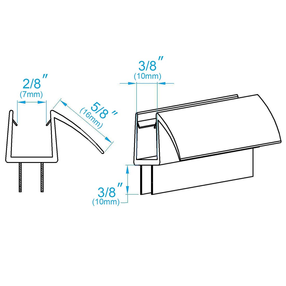 ELEGANT Shower Door Plastic Bottom Seal Strips for 3/8 in.Shower Door Sweep Bottom Seal Strips Wipe Drip Rail, 36 in. Length, 1 Pack 2 Pieces