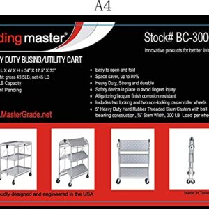 Master Grade 3 Tier Rolling Carts with Wheels, Thick Steel Utility Cart on Wheels, Storage Cart on Wheels (Grey)