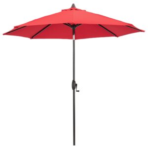 ulax furniture sunbrella 9ft patio umbrella, outdoor market table umbrella with push button tilt&crank, (jockey red)