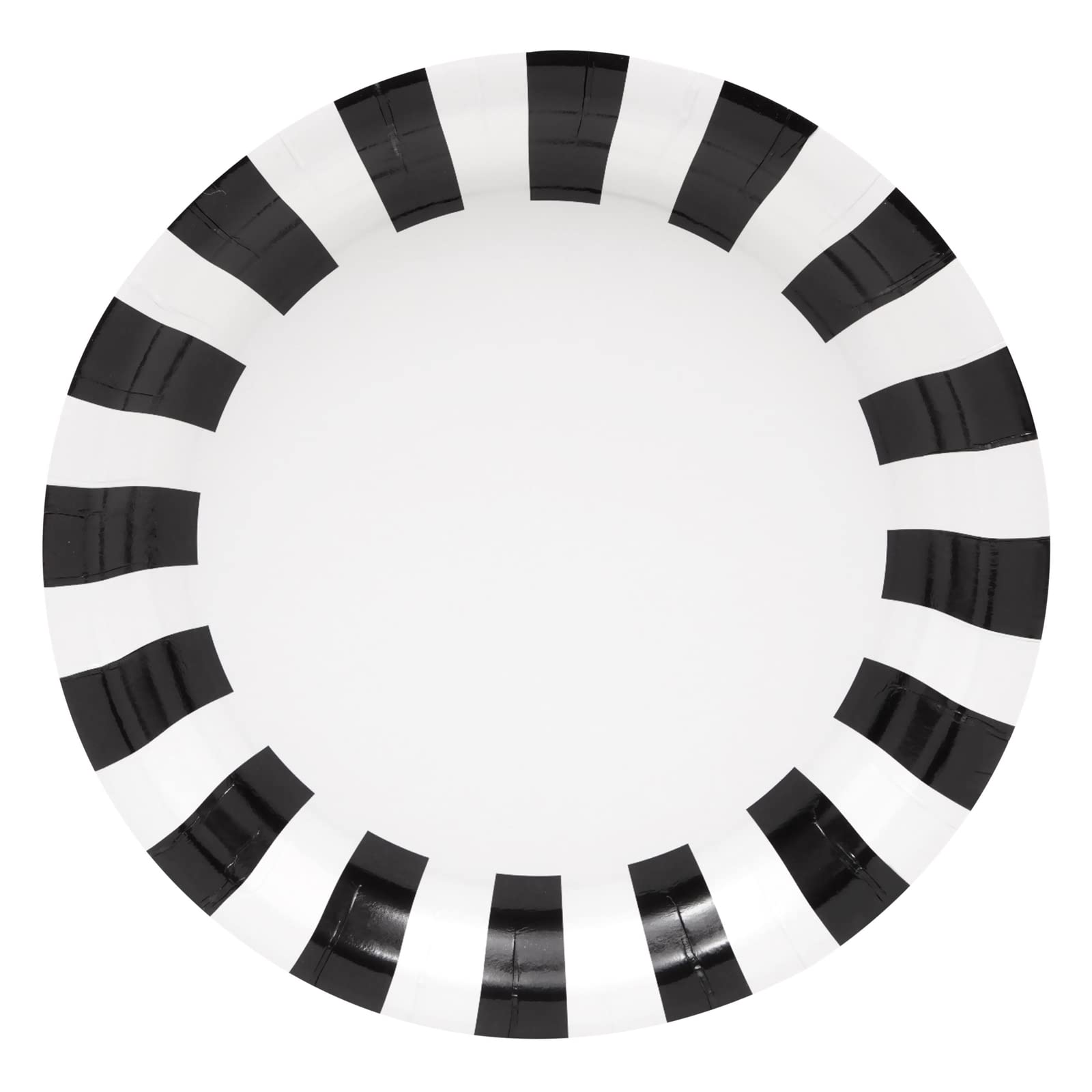 BLUE PANDA 144 Piece Black and White Party Decorations - Serves 24 Striped Party Supplies with Plates, Napkins, Cups and Cutlery for Birthday, Graduation