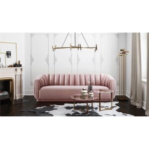 TOV Furniture Arno Collection Velvet Livingroom Sofa, Pink