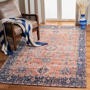 safavieh classic vintage collection area rug - 6' x 9', rust & navy, oriental distressed cotton design, easy care, ideal for high traffic areas in living room, bedroom (clv305p)