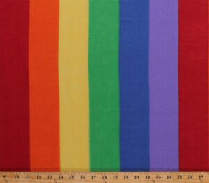 fleece rainbow stripes multi-colored striped fleece fabric print by the yard (4902m-12a-rainbow)