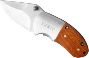 ezkit pocket knife, small wood handle 2in blade stainless steel everyday carry knife