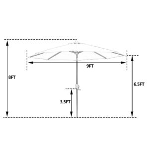 Ulax furniture Sunbrella 9Ft Patio Umbrella, Outdoor Market Table Umbrella with Push Button Tilt&Crank, (Jockey Red)