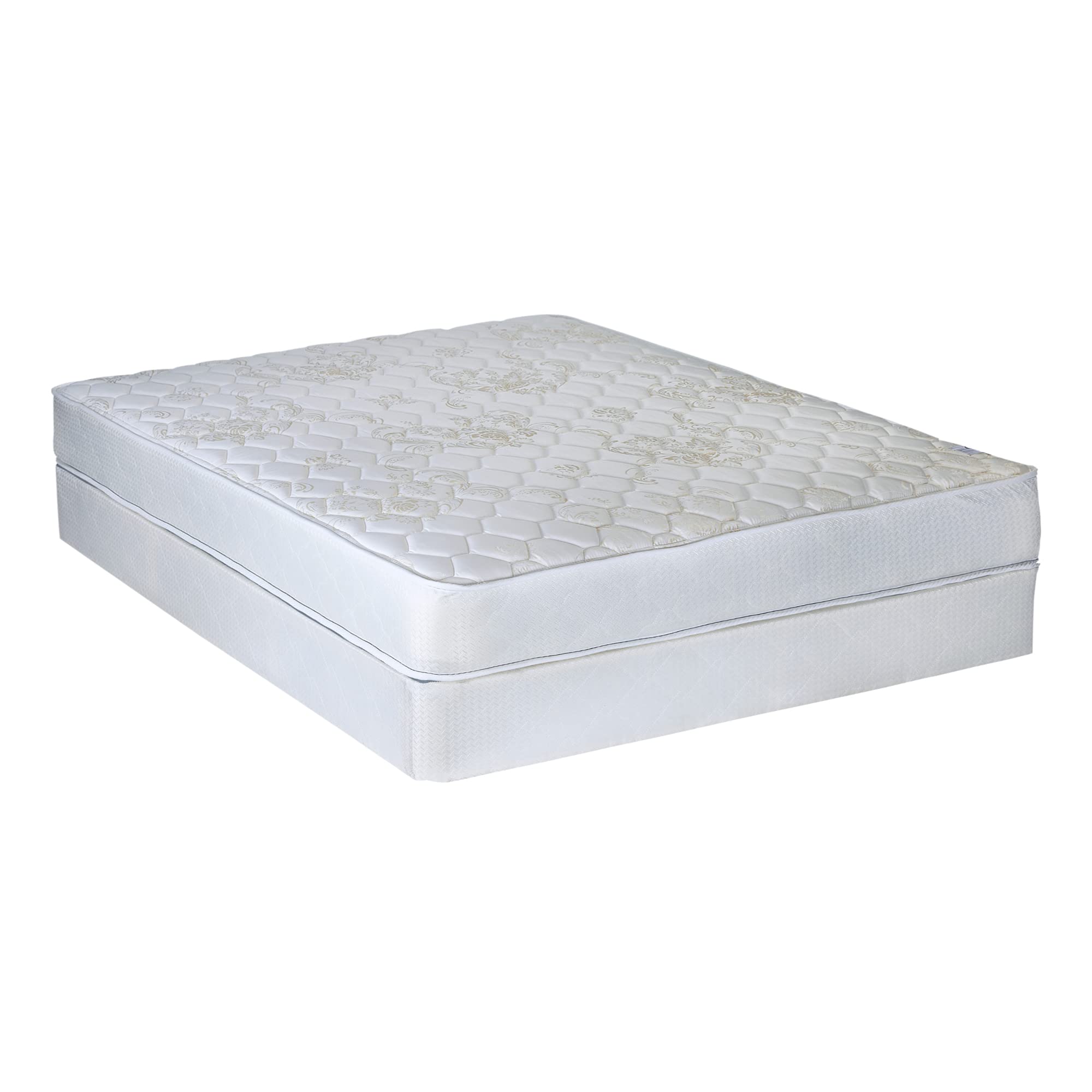 Mattress Solution Gentle Firm Tight top Innerspring 8" Wood Box Spring/Foundation for Mattress Set, Twin, Beige