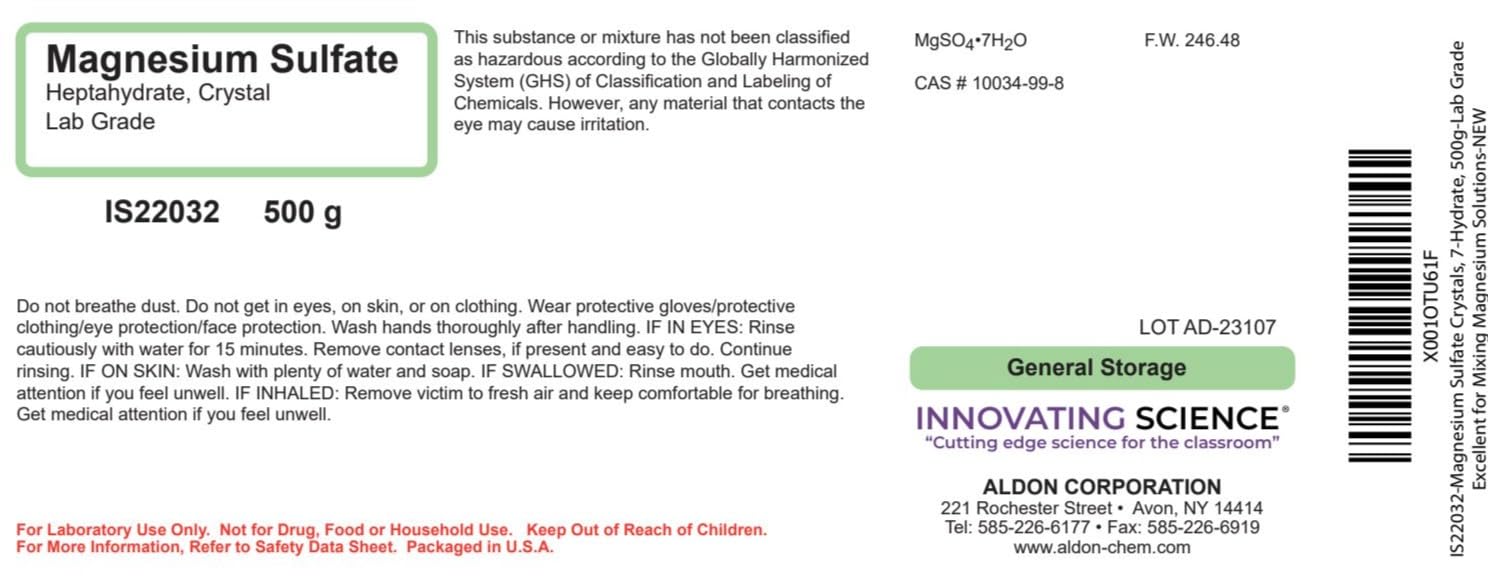 ALDON Innovating Science Magnesium Sulfate Crystals, 7-Hydrate, 500g - Laboratory Grade - Excellent for Mixing Magnesium Solutions - The Curated Chemical Collection