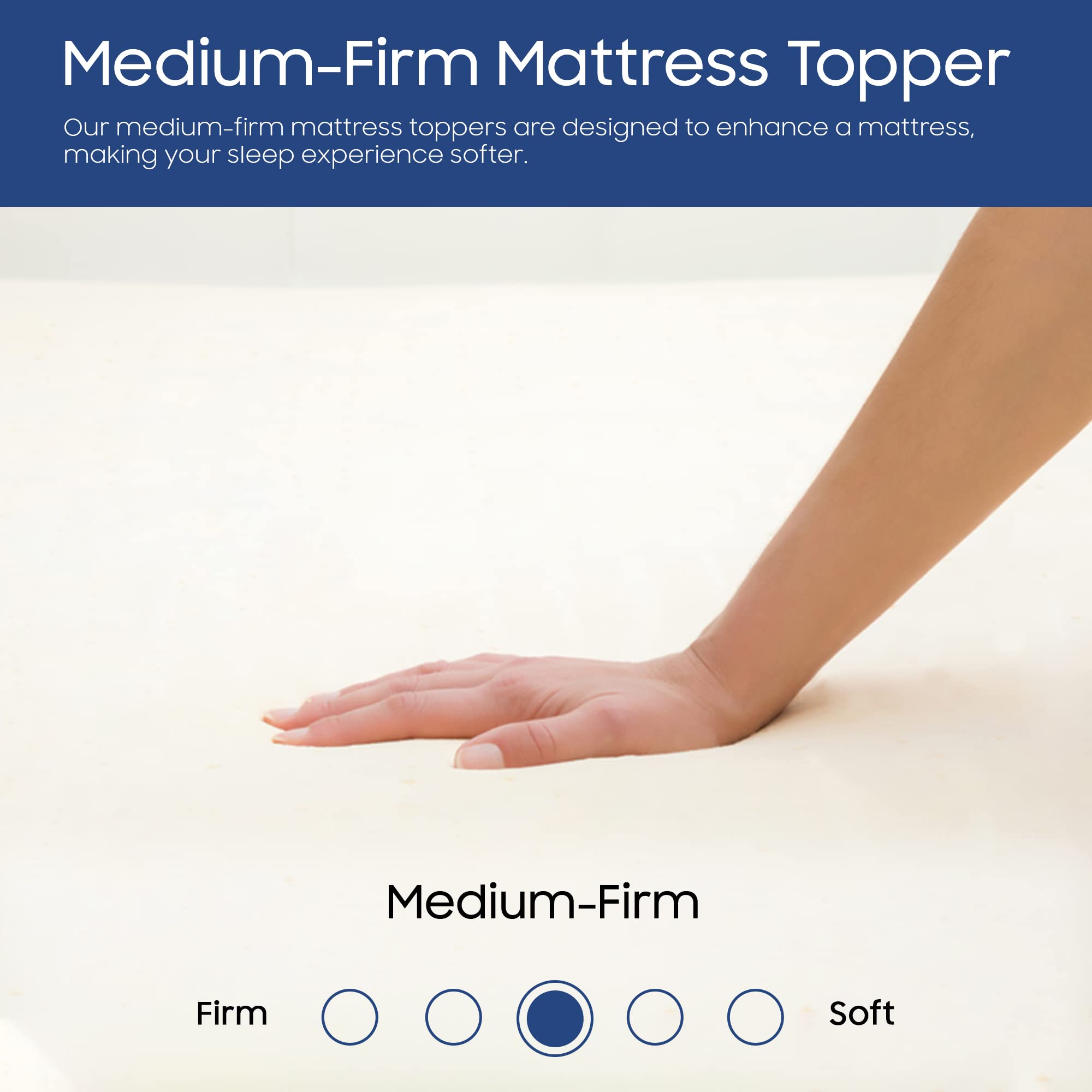 Spring Solution 2-Inch High Density Foam Topper,Adds Comfort to Mattress, Full Size