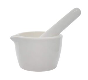 eisco porcelain mortar & pestle set, 1.7oz (50ml) - heavy duty - unglazed grinding surface - excellent for kitchen or laboratory - grinds powdered chemicals, herbs, spices, pills - white labs