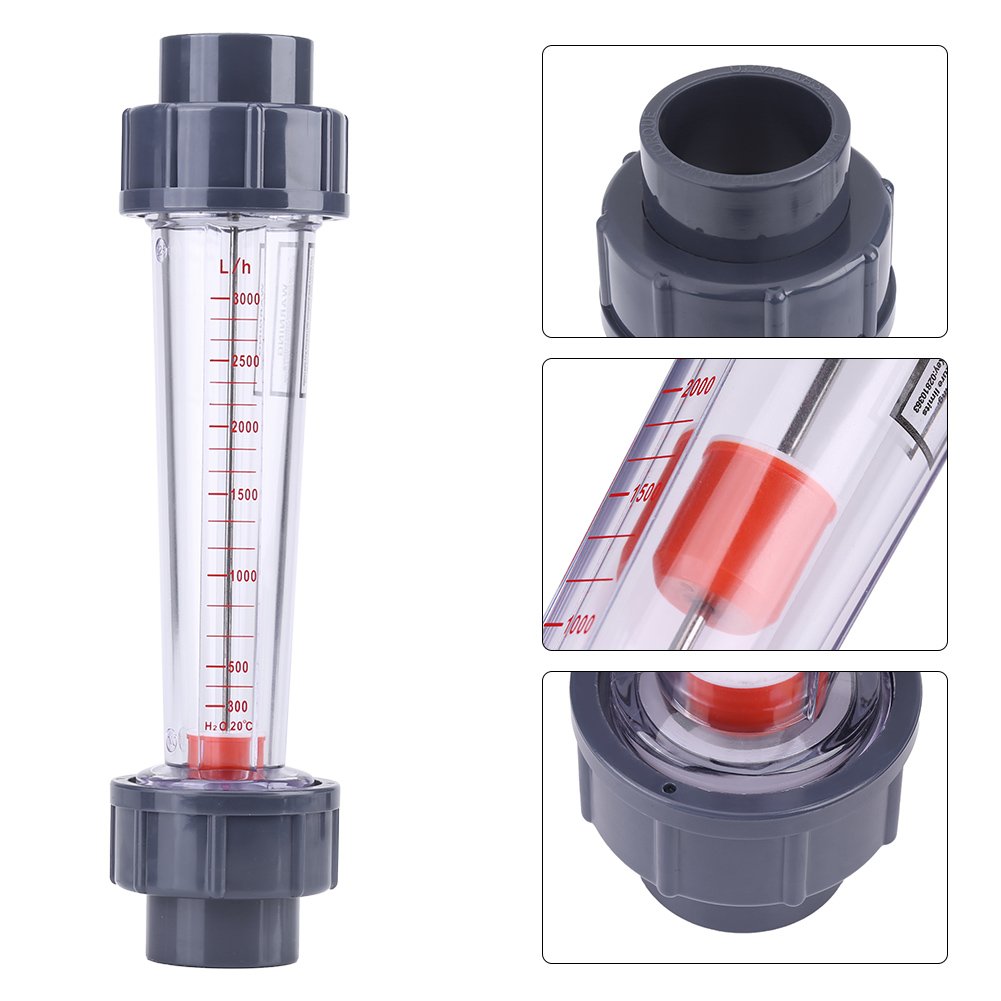 Small Water Flow Meters 300-3000L/H Plastic Tube Water Rotameter LZS-25 Liquid Flow Meter Flowmeter Float Double Female Connector for DN 25 Tube ﻿