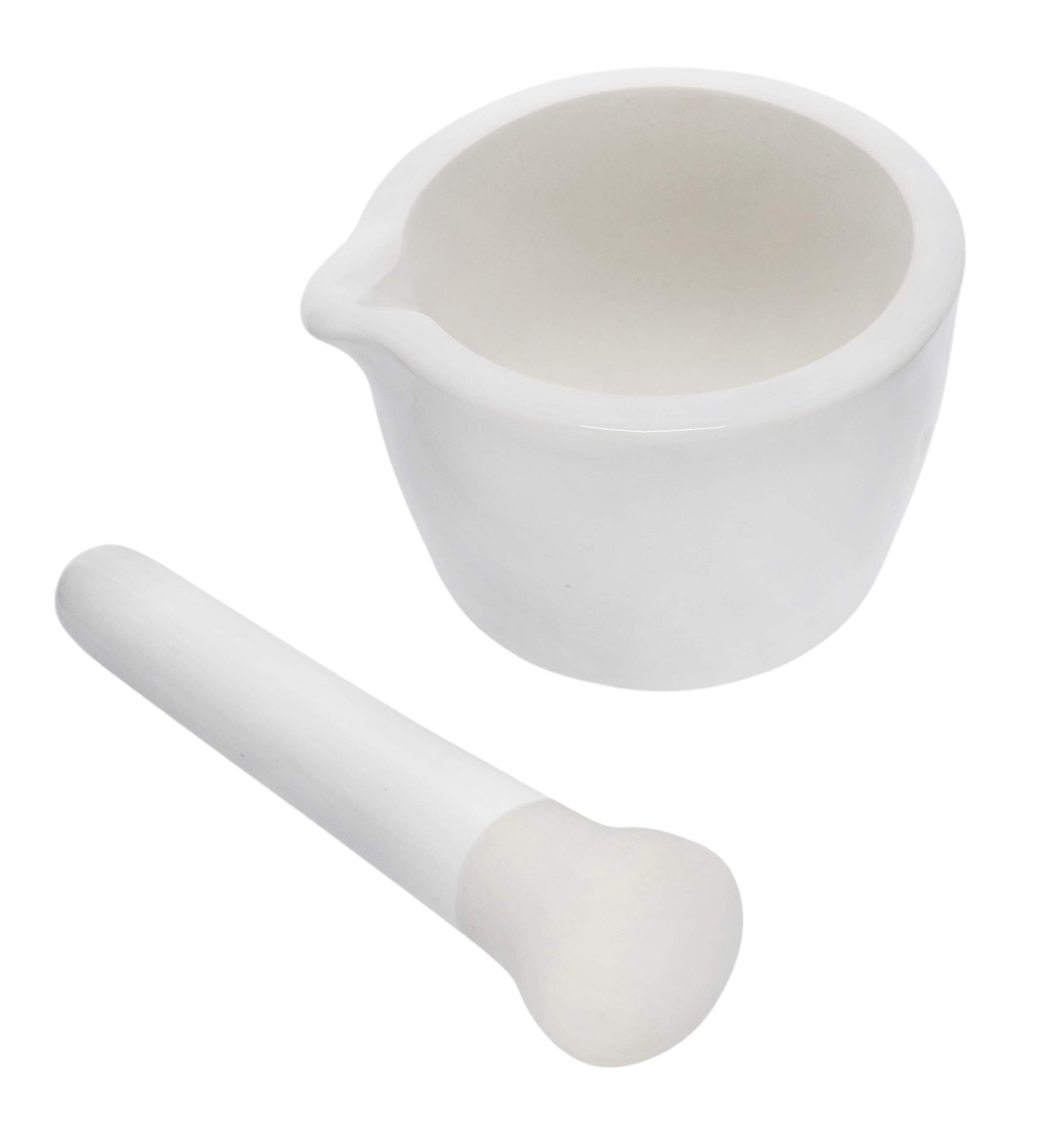 EISCO Porcelain Mortar & Pestle Set, 1.7oz (50ml) - Heavy Duty - Unglazed Grinding Surface - Excellent for Kitchen or Laboratory - Grinds Powdered Chemicals, Herbs, Spices, Pills - White Labs