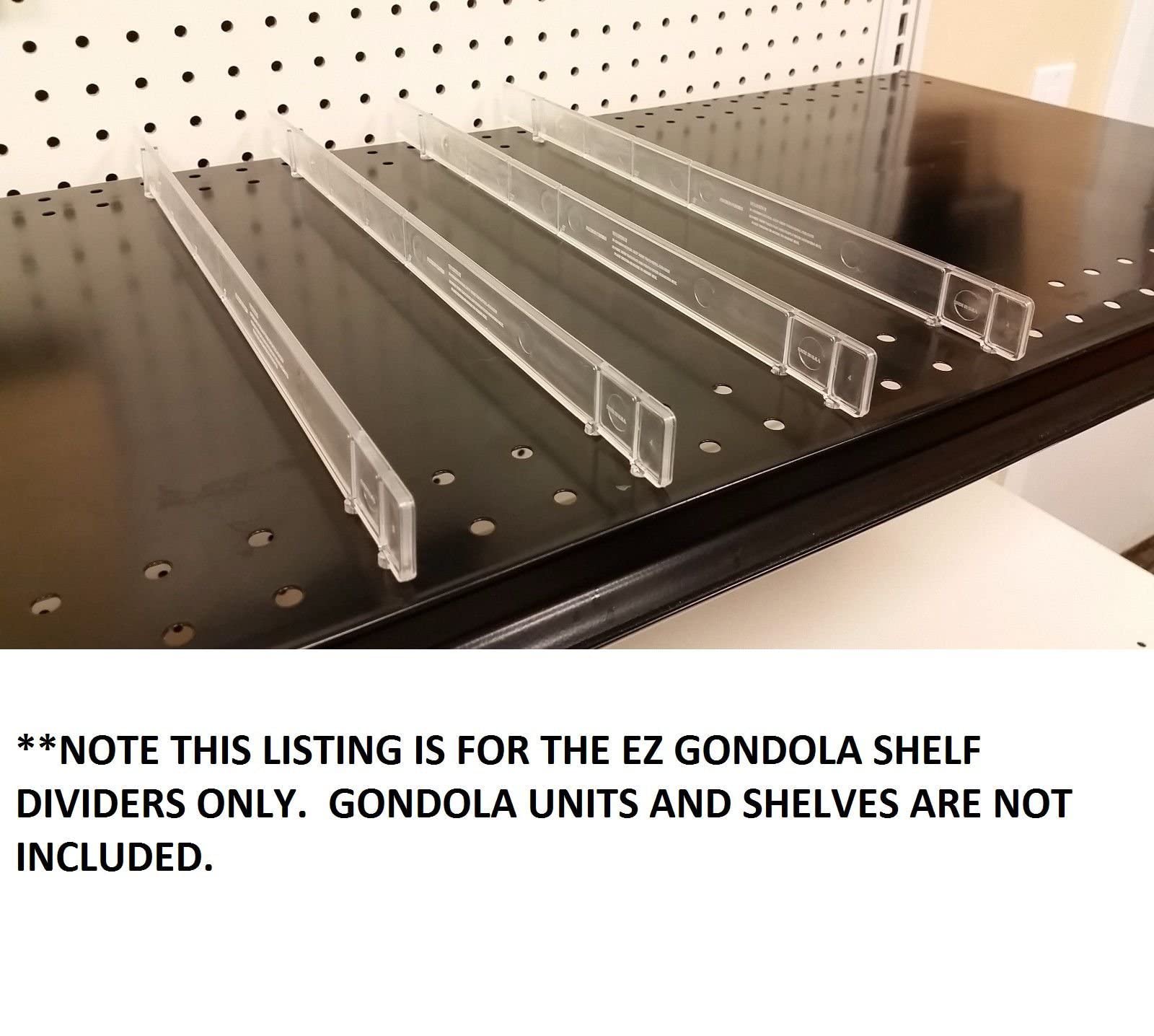 Clear Plastic Gondola Shelf Dividers, Universal Fits All Gondola Shelving up to 16" D - 100 Pack