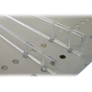 clear plastic gondola shelf dividers, universal fits all gondola shelving up to 16" d - 100 pack