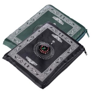 anlising 2 pieces portable travel prayer mat with compass, waterproof polyester prayer rug, muslim travel prayer mat, for ramadan gifts (60cm×100cm)