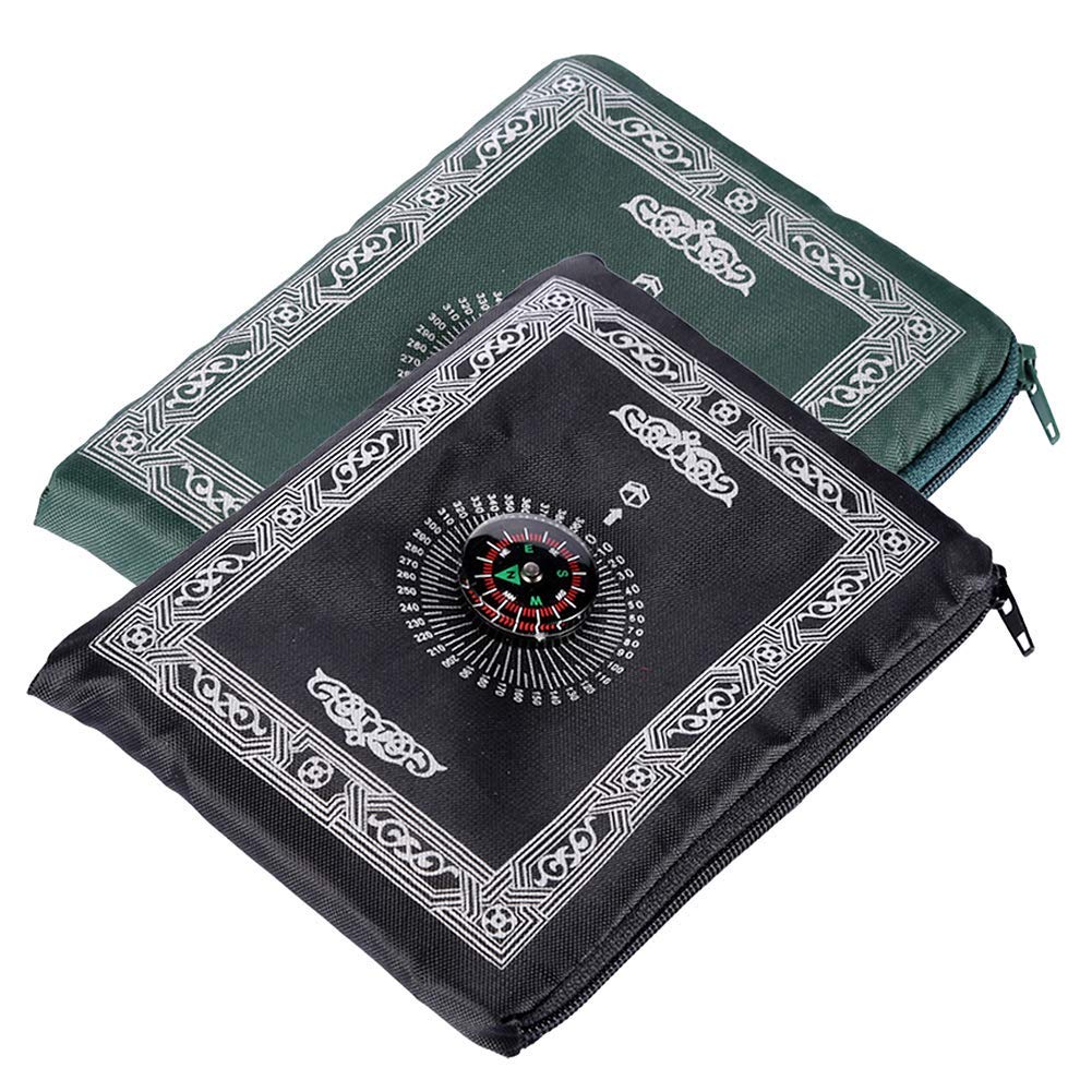 Anlising 2 Pieces Portable Travel Prayer Mat with Compass, Waterproof Polyester Prayer Rug, Muslim Travel Prayer Mat, for Ramadan Gifts (60cm×100cm)